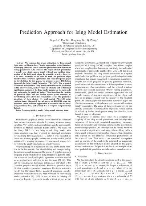 Pdf Prediction Approach For Ising Model Estimation