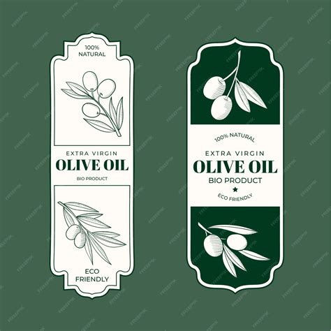 Нарисованная вручную винтажная этикетка оливкового масла Бесплатно векторы