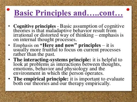 basic assumptions and principles of cognitive behavior therapy