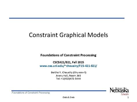 Constraint Graphical Models Foundations Of Constraint Processing Csce