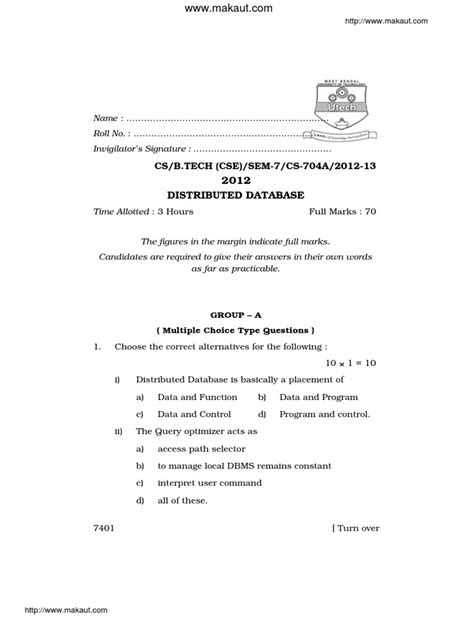btech cse 7 sem distributed database 2012 pdf pdf databases data