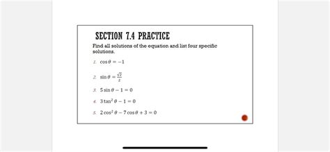 solved section 7 4 practice find all solutions of the