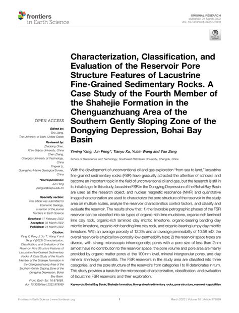 Pdf Characterization Classification And Evaluation Of The Reservoir
