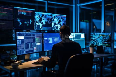 Man Data Scientist Working On Personal Computer Generative Ai Stock