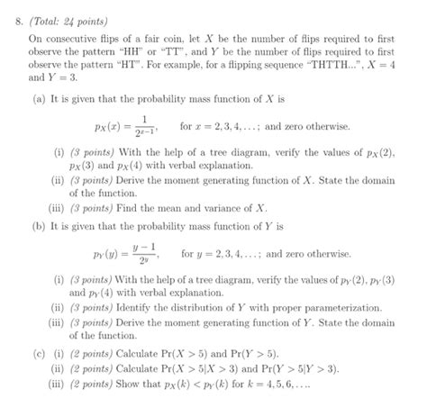 Solved 8 Total 24 Points On Consecutive Flips Of A Fair