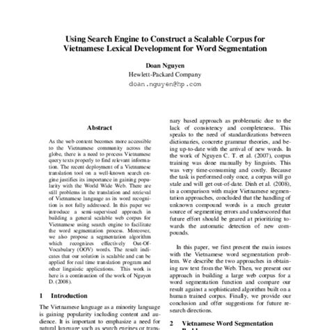 Using Search Engine To Construct A Scalable Corpus For Vietnamese
