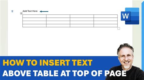 How to Insert Text Above a Table at the Top of a Page in MS Word - Simple Shortcut - YouTube