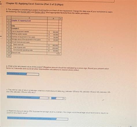 Solved Chapter 12 Applying Excel Exercise Part 2 Of 2