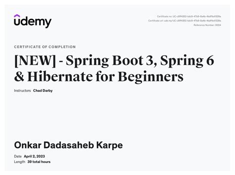 Udemy Course Completion Certificate Onkar Karpe