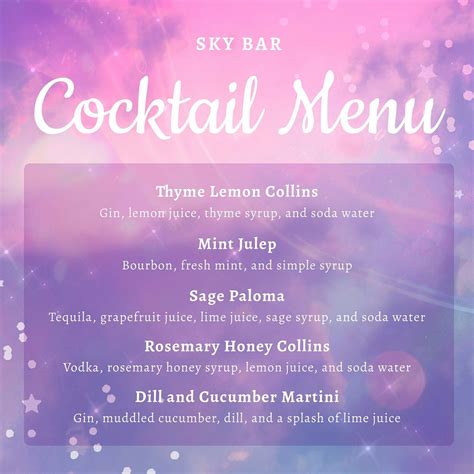 Cocktail Menu Instagram Post Template Free Photo Rawpixel