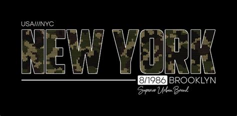 니트 위장 질감의 뉴욕 티셔츠 디자인 니트 카모와 군사 및 군대 스타일의 브루클린 티셔츠에 대한 타이포그래피 그래픽 벡터 T 셔츠에 대한 스톡 벡터 아트 및 기타 이미지