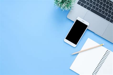 Free Photo Office Desk Working Space Flat Lay Top View Mockup Photo Of Working Space With Laptop