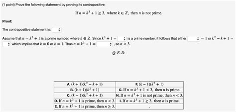 solved 1 point prove the following statement by proving