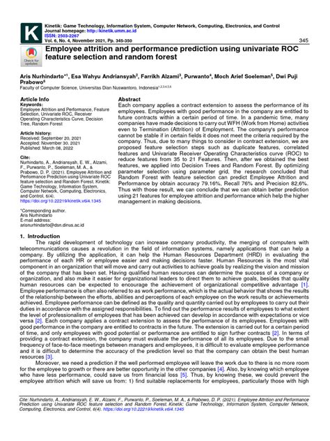 Employee Attrition And Performance Prediction Using Univariate Roc
