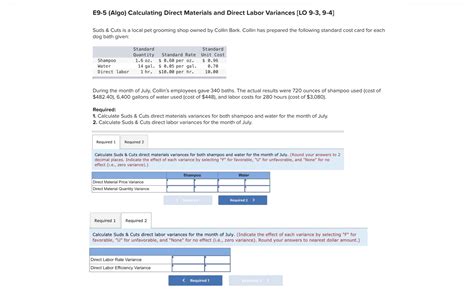 solved e9 5 algo ﻿calculating direct materials and direct