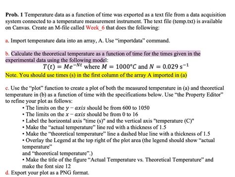 Solved Prob Temperature Data As A Function Of Time Was Chegg