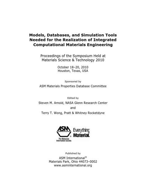 Models Databases And Simulation Tools Needed For The Realization Of Integrated Computational