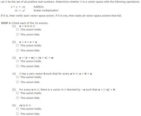 solved let v be the set of all positive real numbers