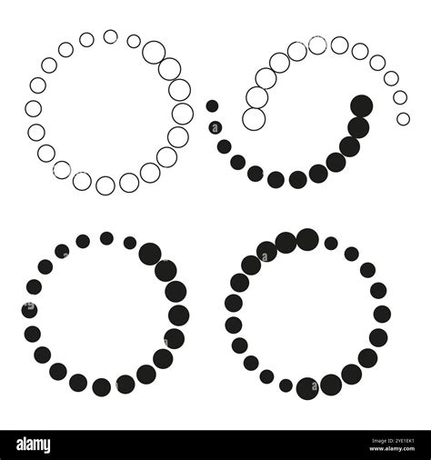 Circular Dot Patterns Spiral Dot Sequence Geometric Vector Circles Bold Black Shapes Stock