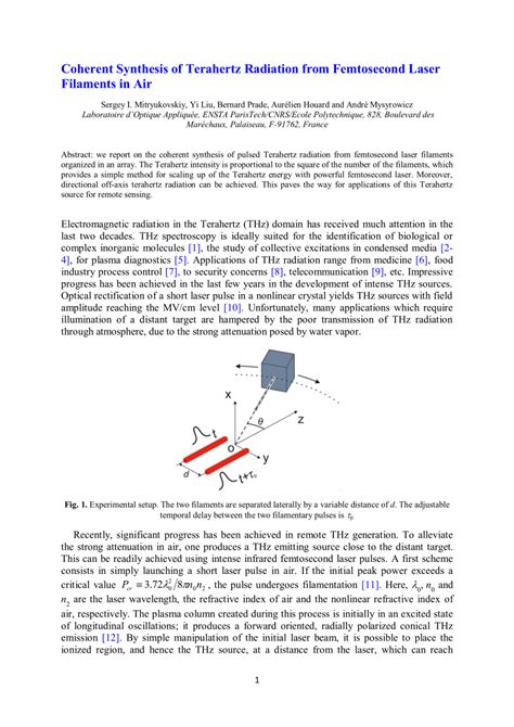 Pdf Coherent Synthesis Of Terahertz Radiation From Femtosecond Laser Filaments In Air