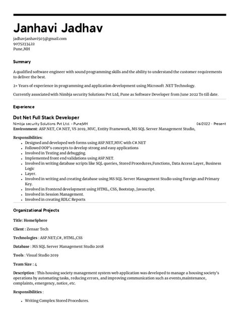 janhavi jadhav cv pdf entity framework databases