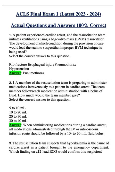 acls final exam 1 latest 2023 2024 actual questions and answers 100