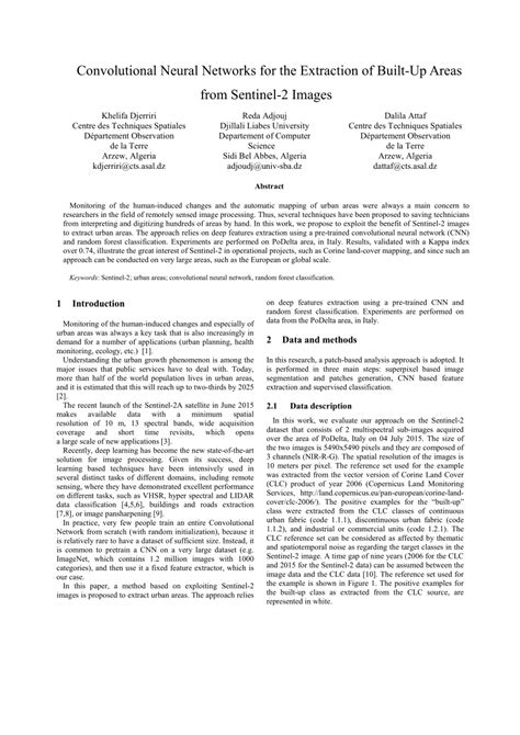 Pdf Convolutional Neural Networks For The Extraction Of Built Up