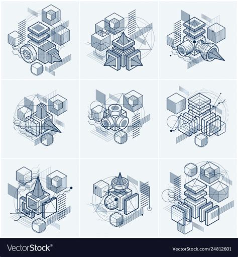 Abstract Backgrounds With Isometric Lines Vector Image