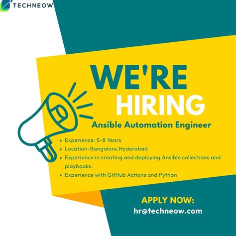 Techneow On Linkedin Hiring Ansibledeveloper Python Github Playbooks Automation Applynow