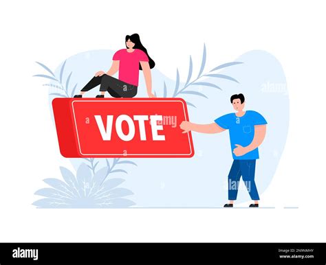People Press Button With Text Vote Click Button For App And Web Design Stock Vector Image And Art
