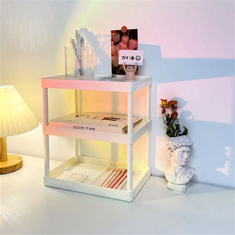 Ins风简约学生宿舍桌面收纳盒可拆卸化妆品杂物文具三层收纳架子虎窝淘