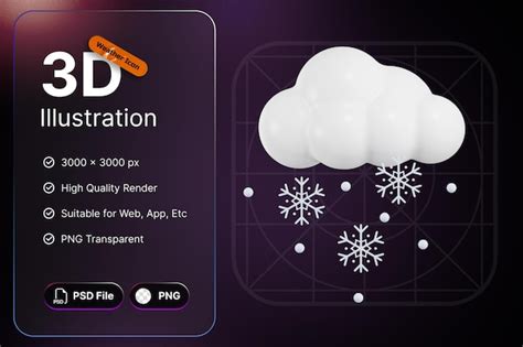 Premium Psd 3d Render Weather Icons Cloud Snowball For Forecast Design Application And Web
