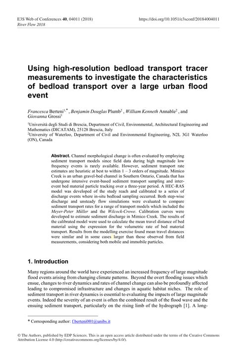 Pdf Using High Resolution Bedload Transport Tracer Measurements To Investigate The