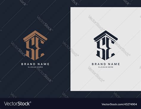 Initials Se Logo With Pillar Element Best For Law Vector Image