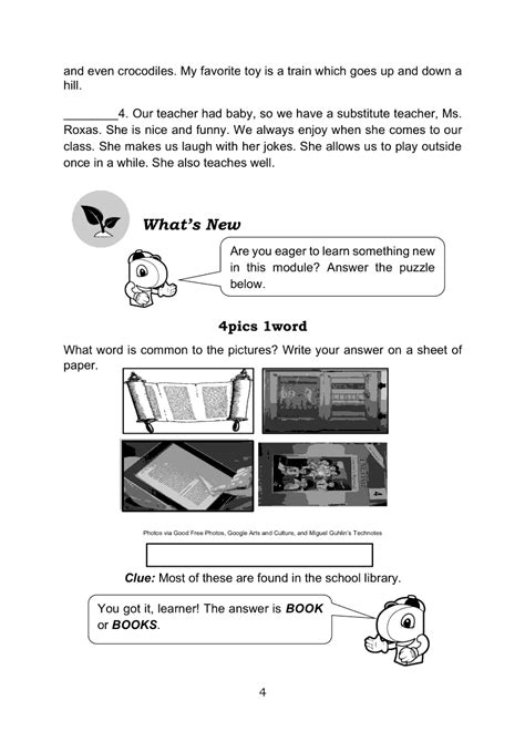 English 4 Module 1 Unity Within Recognizing The Parts Of A Simple Paragraph Grade 4 Modules