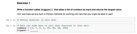 Solved Exercise 1 Write A Function Called Biggest That