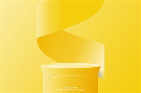 추상적인 최소한의 벽 장면 부드러운 노란색 3d 실린더 받침대 무대 연단은 공중에 떠 있는 기하학적 모양입니다 쇼케이스를 위한 플랫폼 3d 벡터 렌더링 0명에 대한 스톡