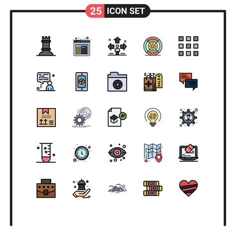 Mobile Interface Filled Line Flat Color Set Of 25 Pictograms Of Key Locks Buttons User Print