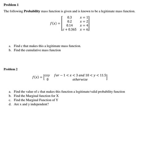 Solved Problem The Following Probability Mass Function Is Chegg