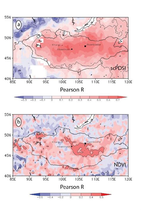 Correlation With Mean June September Scpdsi 17 A Measure Of Water