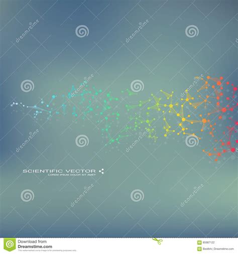 Molecule Dna And Neurons Vector Molecular Structure Connected Lines With Dots Genetic