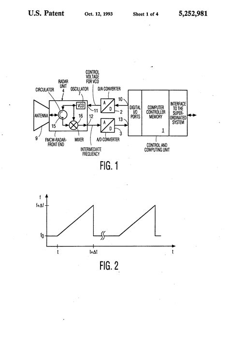 Patent Us5252981 Fmcw Radar System With Linear Frequency Modulation