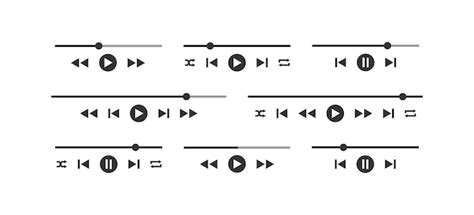 음악 플레이어 아이콘 세트 멀티미디어 앱 버튼 그림 기호 기호 재생 오디오 트랙 벡터 프리미엄 벡터