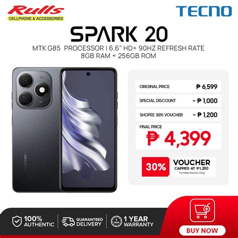 TECNO Spark Smartphone GB RAM GB ROM MTK G MP Main Camera HD Hz