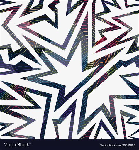 Abstract Geometric Seamless Pattern With Neon Vector Image