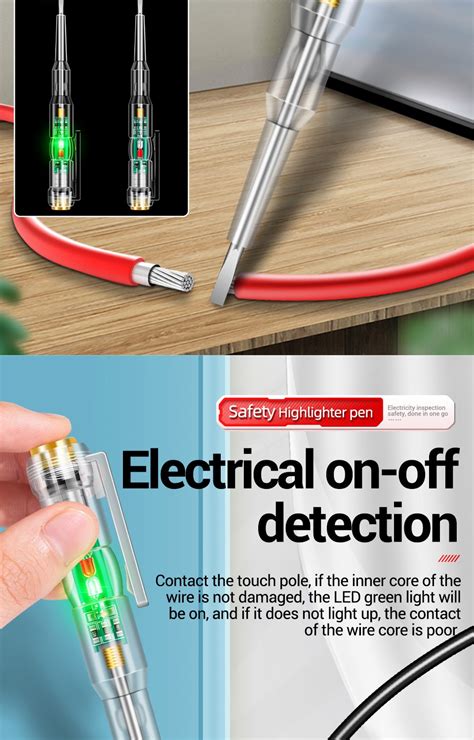 [ 1 Pc ] Test Pen Uji Volt Electricity Detector Tester Led Light Elektrik Indicator