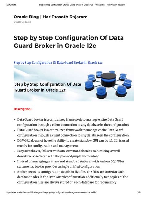 Step By Step Configuration Of Data Guard Broker In Oracle 12c Pdf