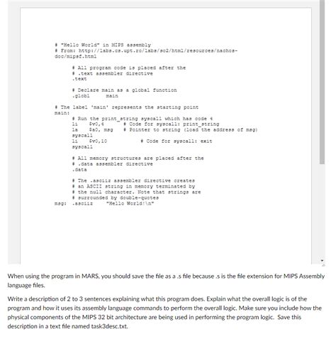 Hello World In MIPS Assembly From Chegg Com