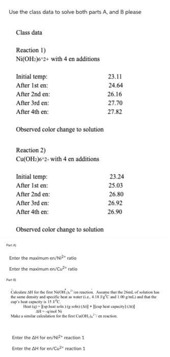 Solved Use The Class Data To Solve Both Parts A And B Chegg Com
