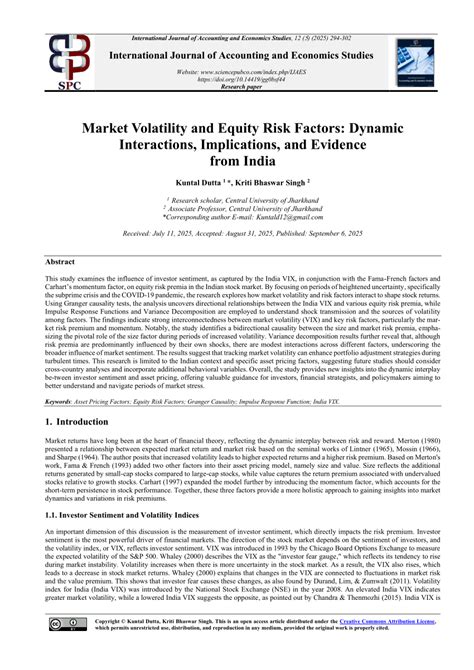 Pdf Market Volatility And Equity Risk Factors Dynamic Interac‎tions Implications And